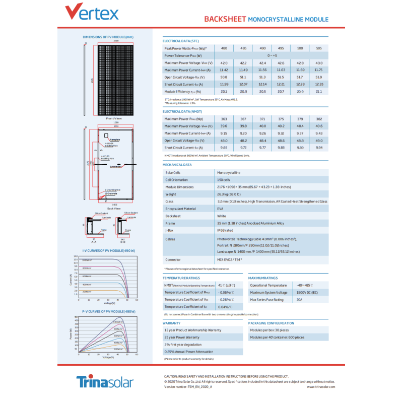 Сонячна панель Trina Solar TSM - DE18M (II) 500 Вт Mono Half - cell купити в Україні ...